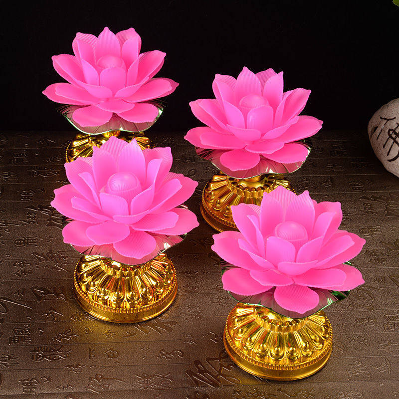 LED Lotus Lamp - Seven-Color Small Lotus Ever-Bright Table Lamp for ...