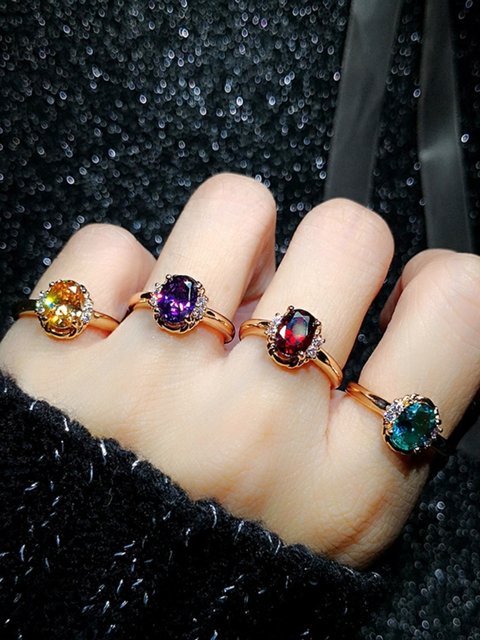 Imitation of natural ruby tourmaline ring fashion yellow crystal ring ...