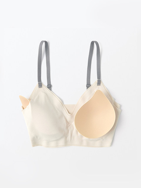 Muji Women's Touch Plaid Ribbed Knitting Bra with Removable Pads ...