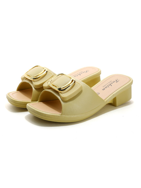 French slippers Women wearing 2024 summer new thick heels, versatile ...