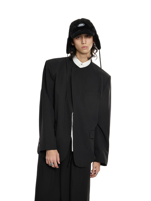 TWOWUS24AW new high-end simple round neck suit loose shoulder pad suit ...