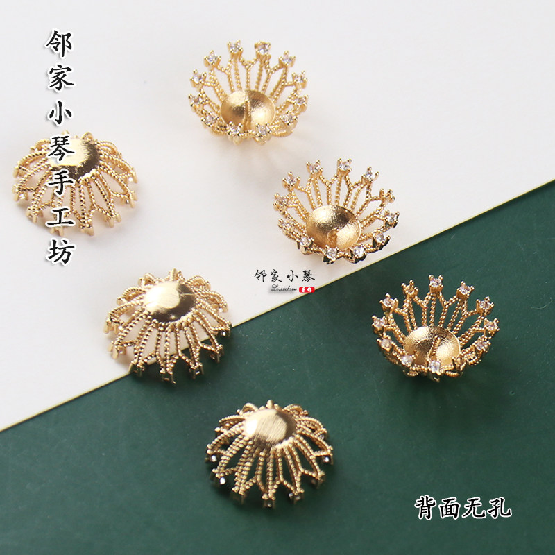High-End Copper Color-Protected Diamond Flower Stamen Hairpin Headdress ...