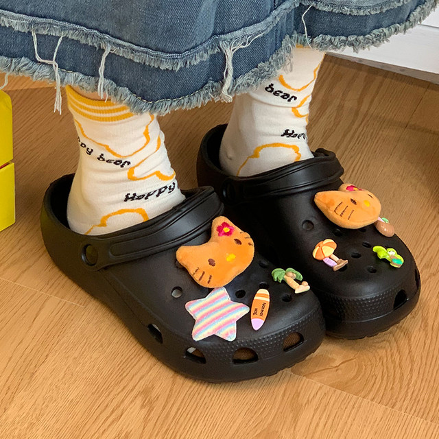 Cute fairy style diy poop-stomping hole shoes for women summer outer ...