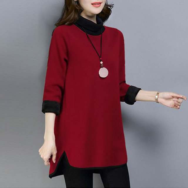 Plove bottom shirt 2022 autumn and winter new large size women's new ...