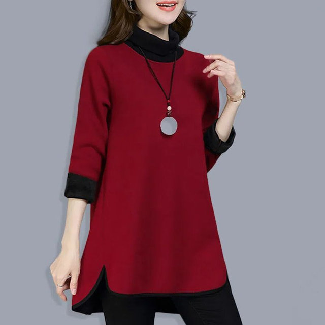 Plove bottom shirt 2022 autumn and winter new large size women's new ...
