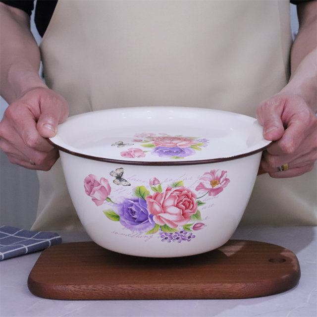 Thickened enamel flat lid basin enamel basin with lid deepened basin ...