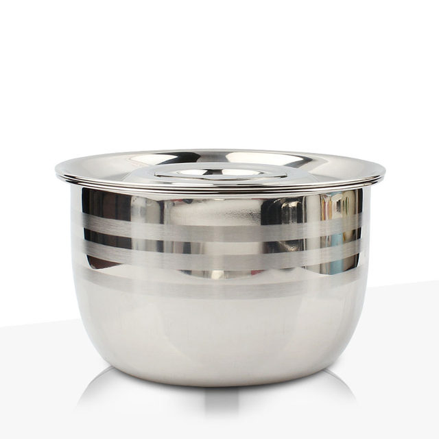 Thickened stainless steel covered basin, round covered handle basin ...