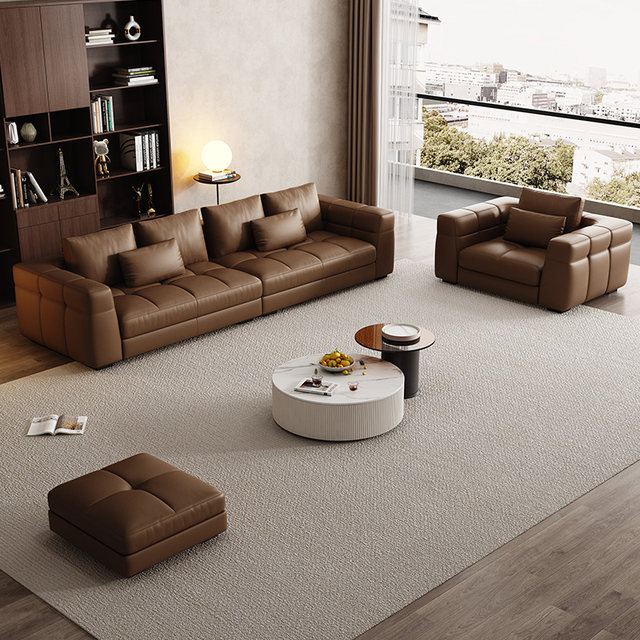 Italian minimalist Blazer first-layer leather sofa, simple modern ...