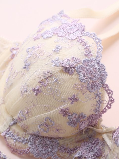 New foreign trade Japanese embroidered flower bra set, sweet underwear ...