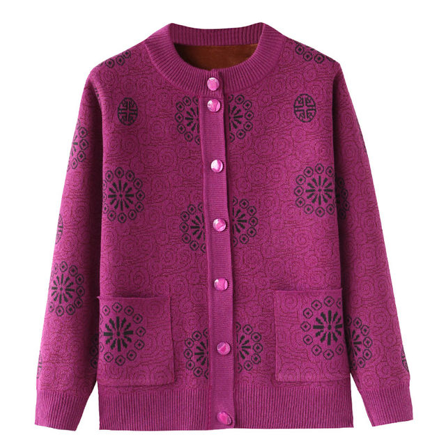 The elderly autumn and winter female plus velvet sweater 60-70 years ...