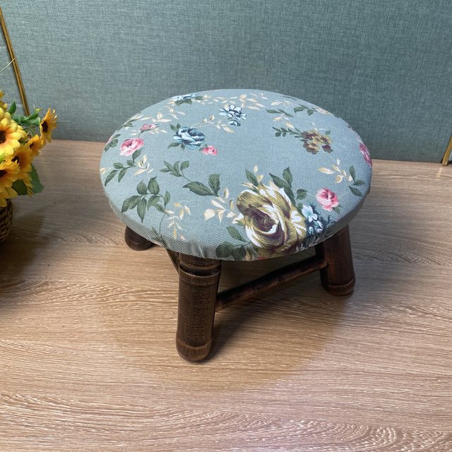American-style small round stool, fully equipped fabric small stool ...