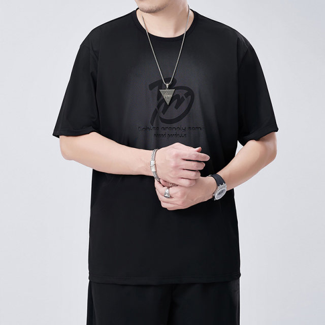 Weichen trendy brand plus size men's summer short-sleeved T-shirt fat man plus fat enlarged ...