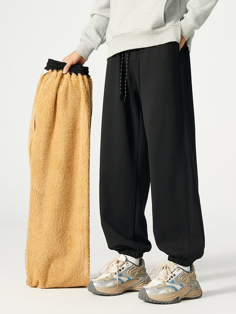 Weichen men's large size winter velvet thickened warm sweatpants fat ...
