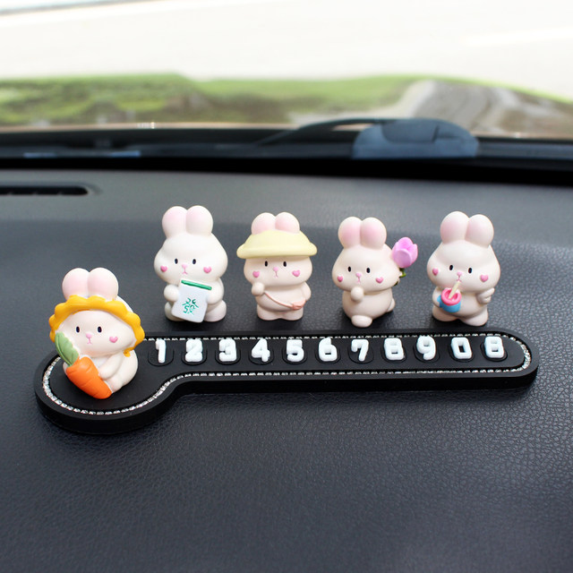 Creative bunny car parking number plate, personalized car doll ...