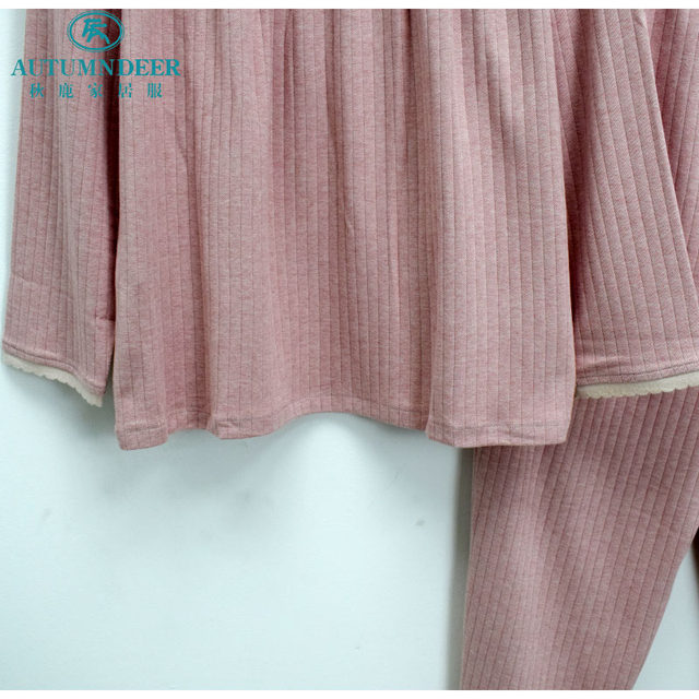 Qiulu pajama counter autumn new ladies double -sided staple pure cotton ...