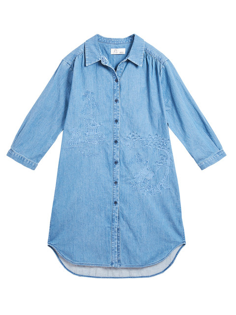 OTT summer cotton and linen denim clothes, five-quarter sleeve loose ...