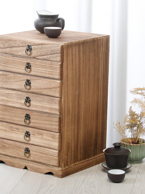 Pu'er tea cake storage box solid wood tea plate retro tea box tea cake ...