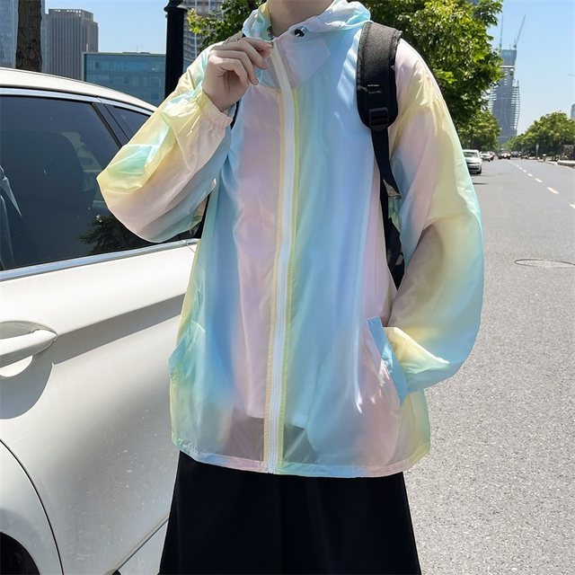 Rainbow sun protection clothing men's street style spring and summer ...