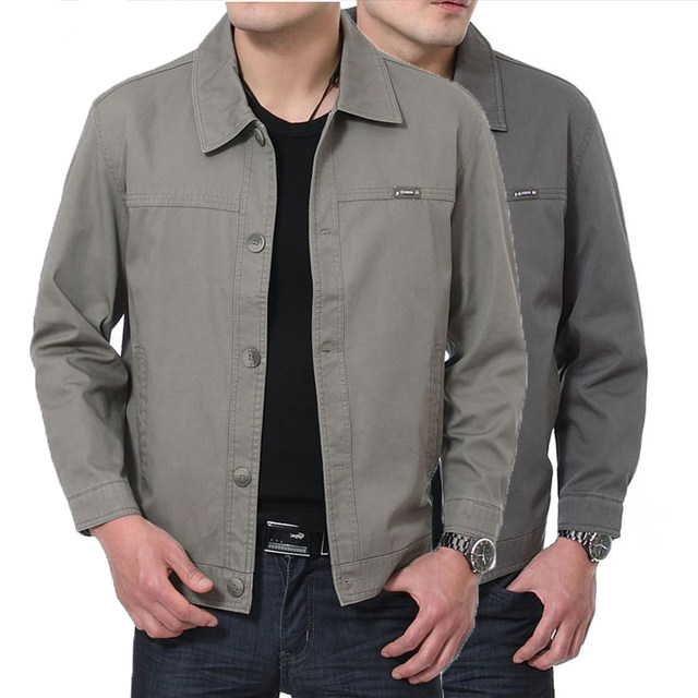 Middle-aged and elderly men's cotton lapel jackets, spring and autumn ...