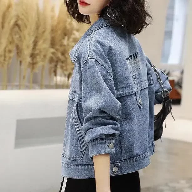 Letter embroidered denim jacket for women 2024 spring and autumn new ...