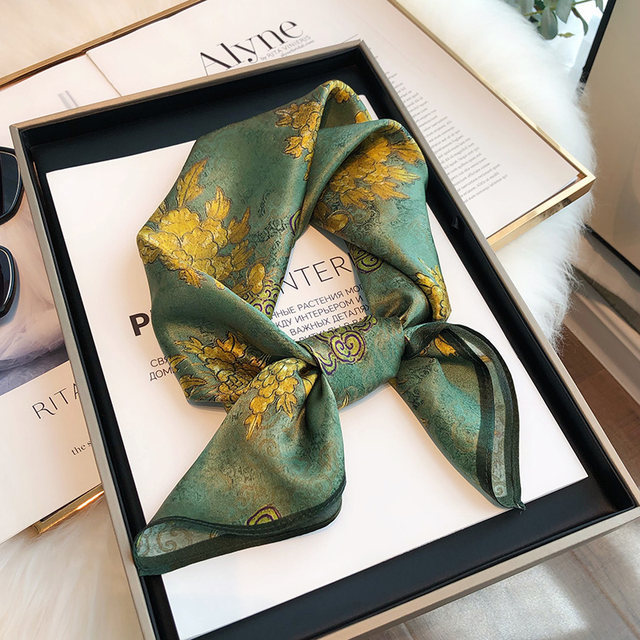 2024 new green real silk scarf high -end fashion versatile Chinese ...