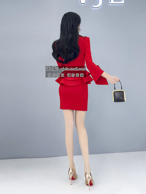 Vje ruffled suits with wrinkle skirts Two -piece set of spring design ...