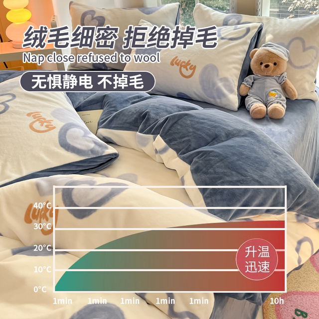 Milk velvet quilt cover single piece autumn and winter plus velvet ...