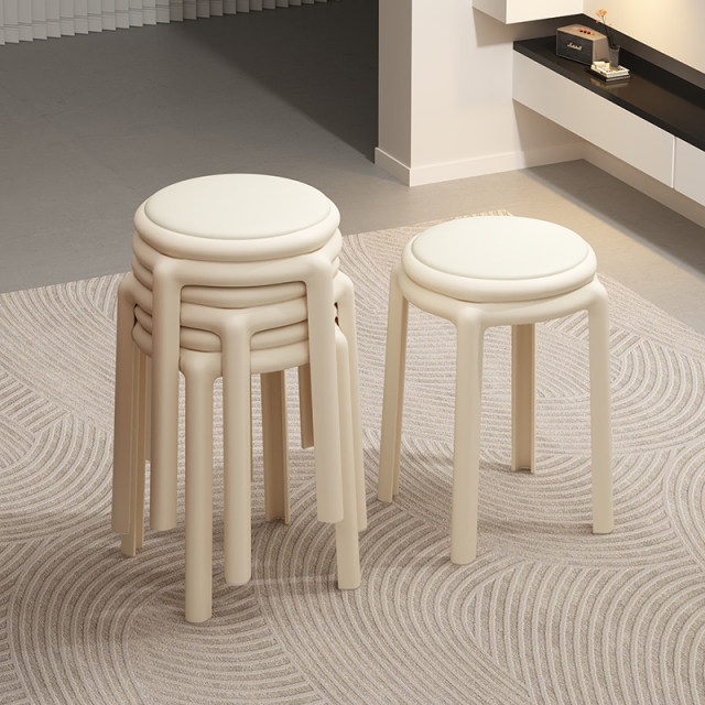 Plastic soft-covered stools for home use, stackable, thickened, light ...