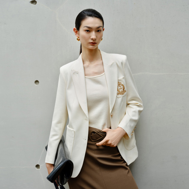 Enos Easi Prep Style 37.3% Wool Badge Embroidered Blazer Women's 2024 ...