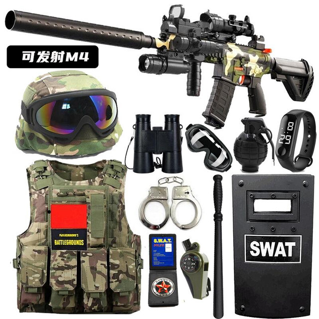 Children's police set toy set black cat Sheriff hat boy special forces ...