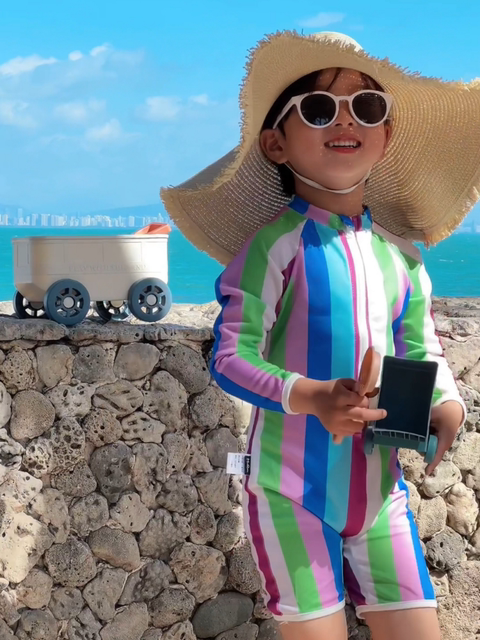 Children's conjoined swimsuit boys Ins boys fast dry swimming clothes ...