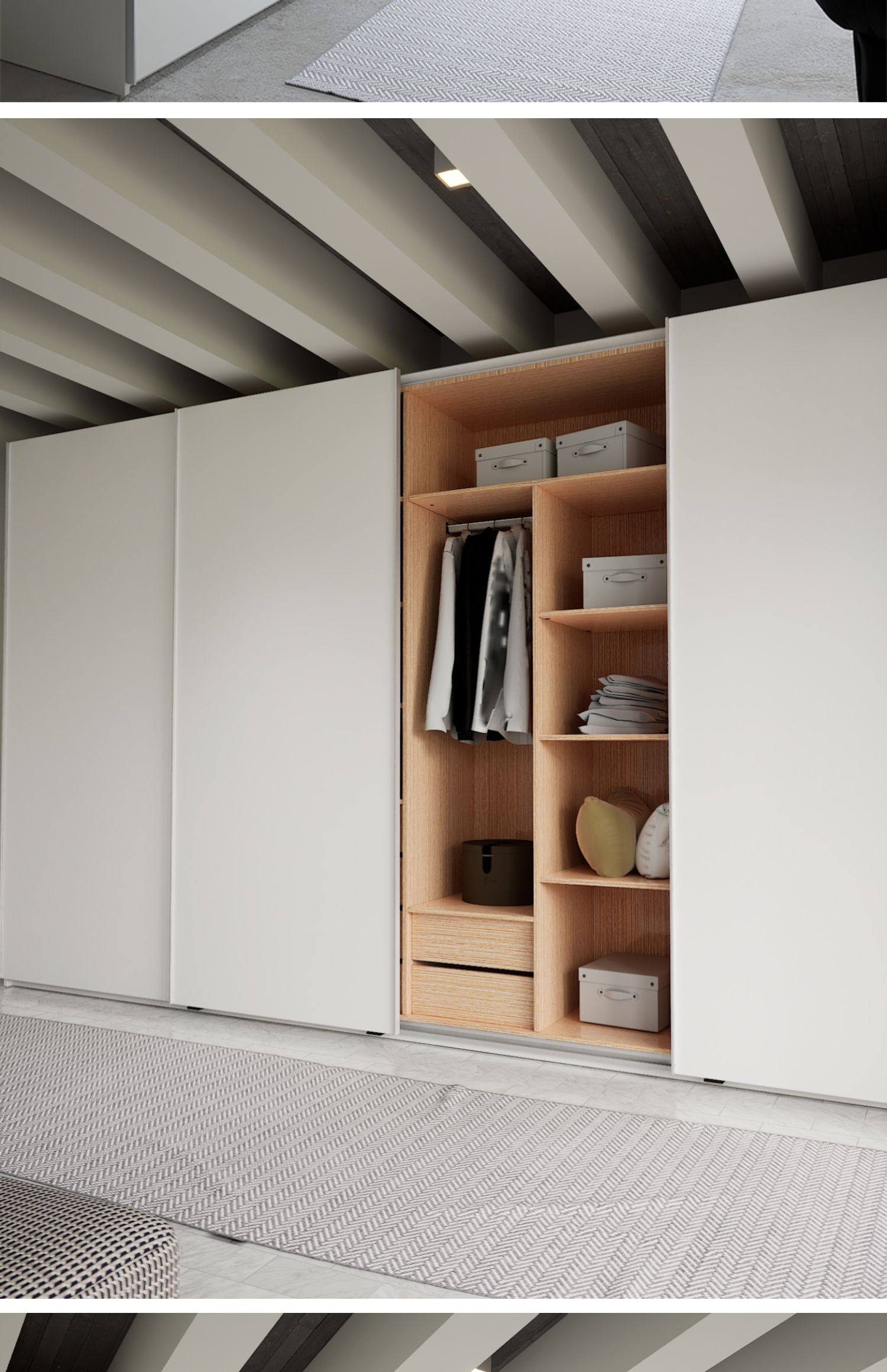 Customized modern minimalist sliding door wardrobe home bedroom overall ...