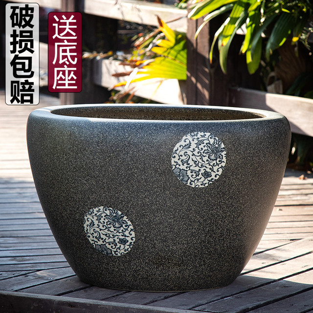 Jingdezhen ceramic cylinder goldfish basin water lily bowl lotus turtle ...