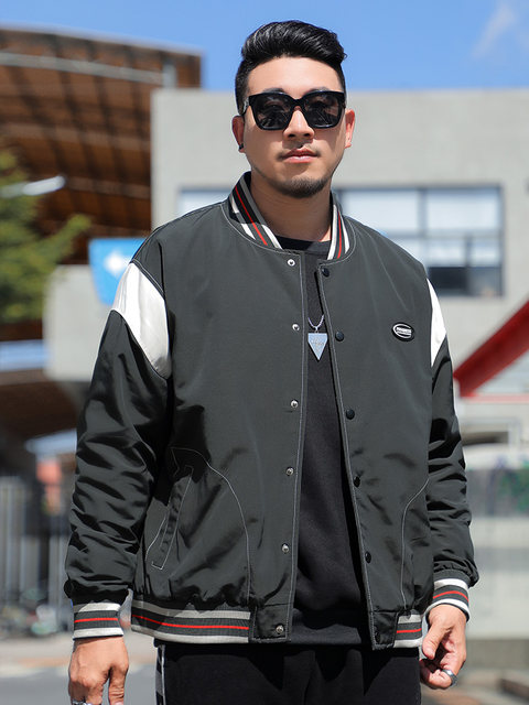 Fat men's fashion oversized baseball uniform top jacket 5XL6 autumn and ...
