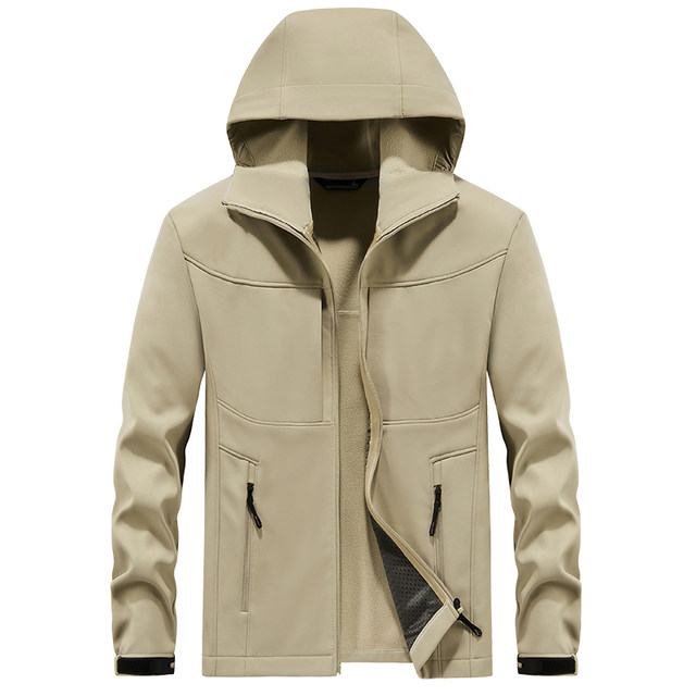 Outdoor sports soft shell jacket for men in autumn and winter solid ...