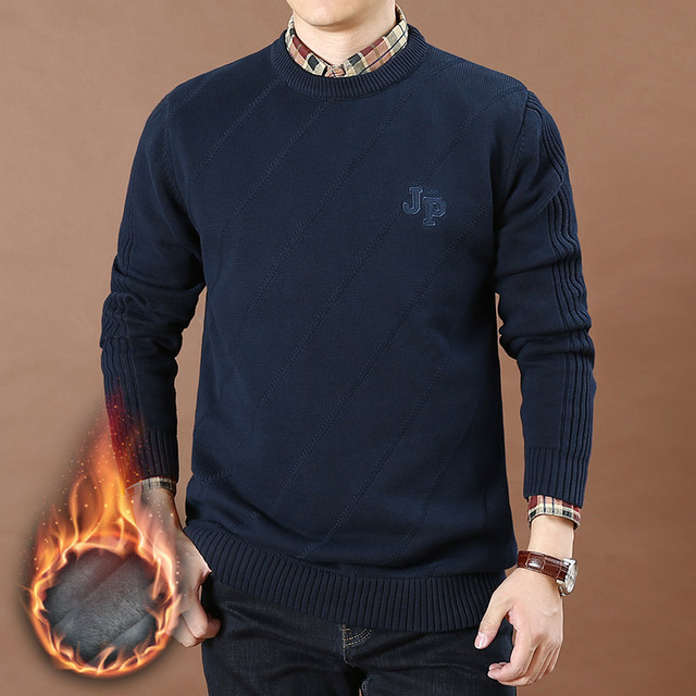 Large size plus velvet thickened warm loose sweater for men 2024 winter ...