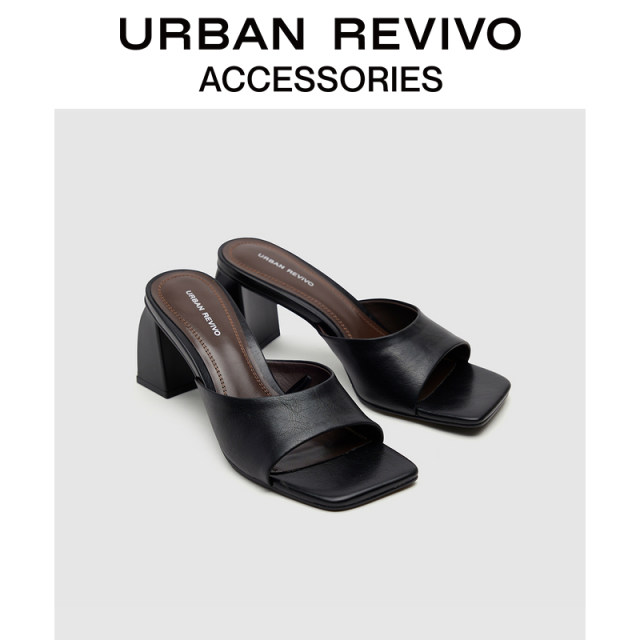 Urbanrevivo2024 New Summer Womens Square Toe Thick Heel Open Toe