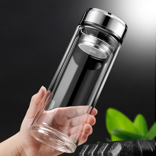 Double -layer large -capacity glass glass thermal cup Tea cup Car Portable Drinking Men's ...