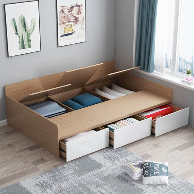 Customized modern storage storage bed 1.2 meters small apartment tatami ...