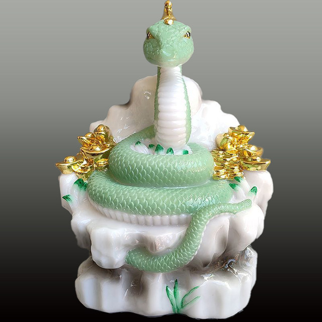 New white marble sitting mountain python real body golden python ingot ...