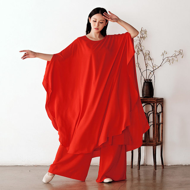 Chinese style literary Zen dance clothes loose dress Zen dress Leslie ...