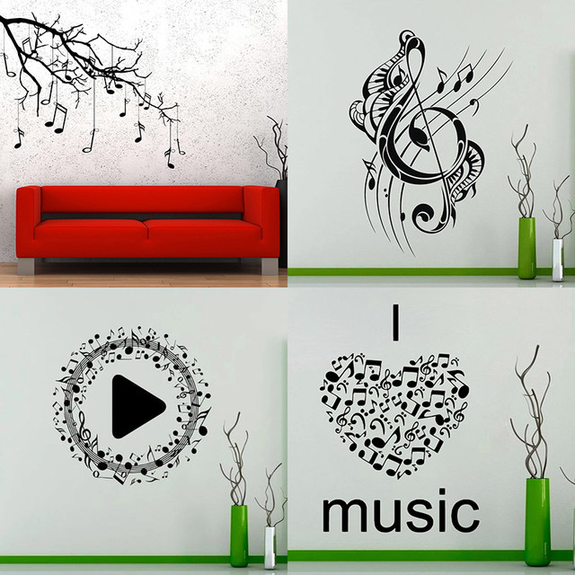 112 five -line spectrum wall stickers Music notes sticker music ...
