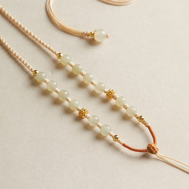 Original Hetian Jade Pendant Lanyard Hand-woven Gold Eight Treasures ...