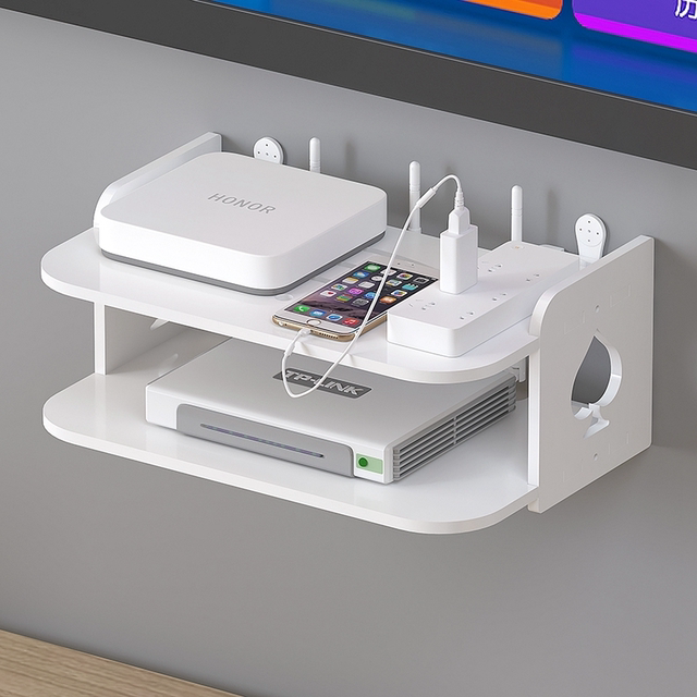 Hole-free wall router storage rack wall-mounted TV set-top box bracket ...
