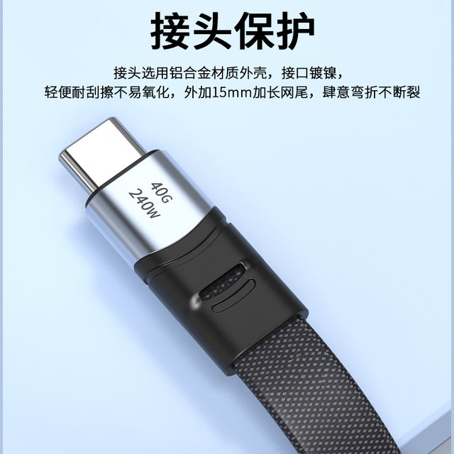 Oxygen-free copper USB4 full-featured flat short-wire double-ended ...