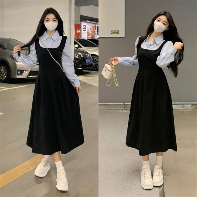 UU Anna large size fake two-piece polo dress women's summer and autumn ...