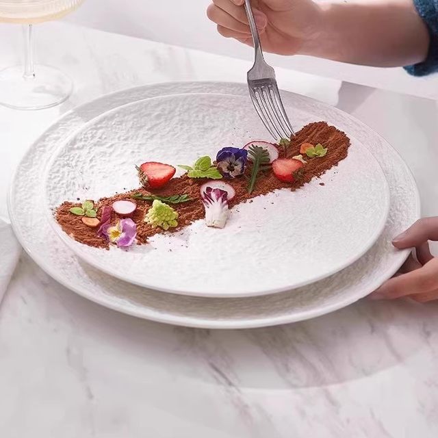 IMhouse simple white plate ceramic tableware creative home vegetable ...