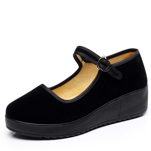 Platform thick sole wedge work shoes for women old Beijing cloth shoes ...