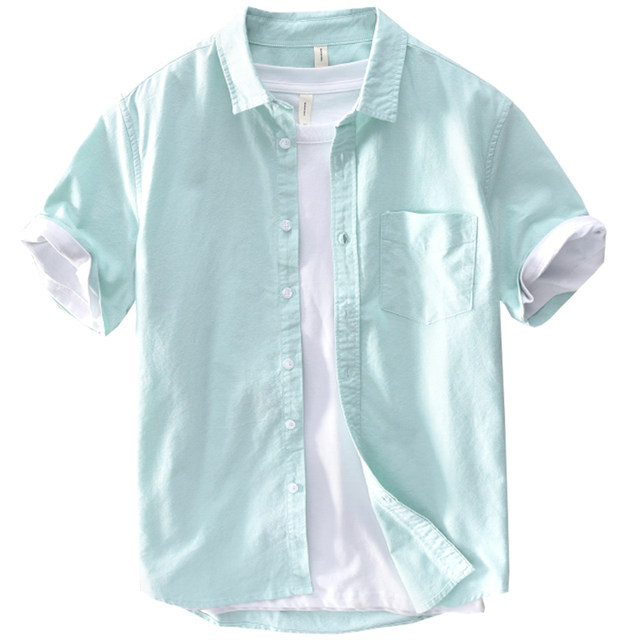 Small fresh shirt men's short-sleeved cotton loose trend all-match ...
