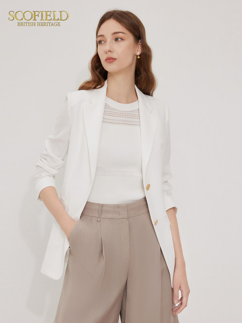 Scofield casual white suit jacket retro elegant waist-hugging ...